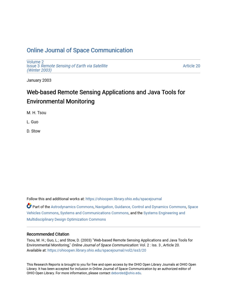 Web-based Remote Sensing Applications and Java Tools for Environmental ...