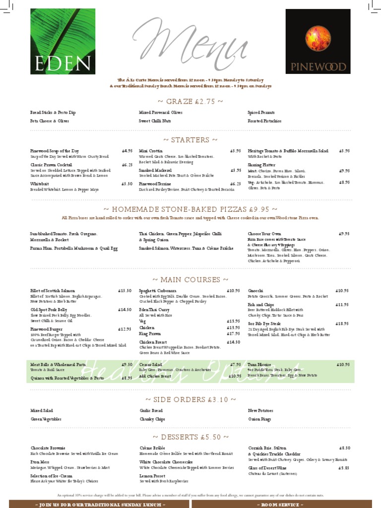 Pinewood Menu Card | PDF | Salad | Cooking