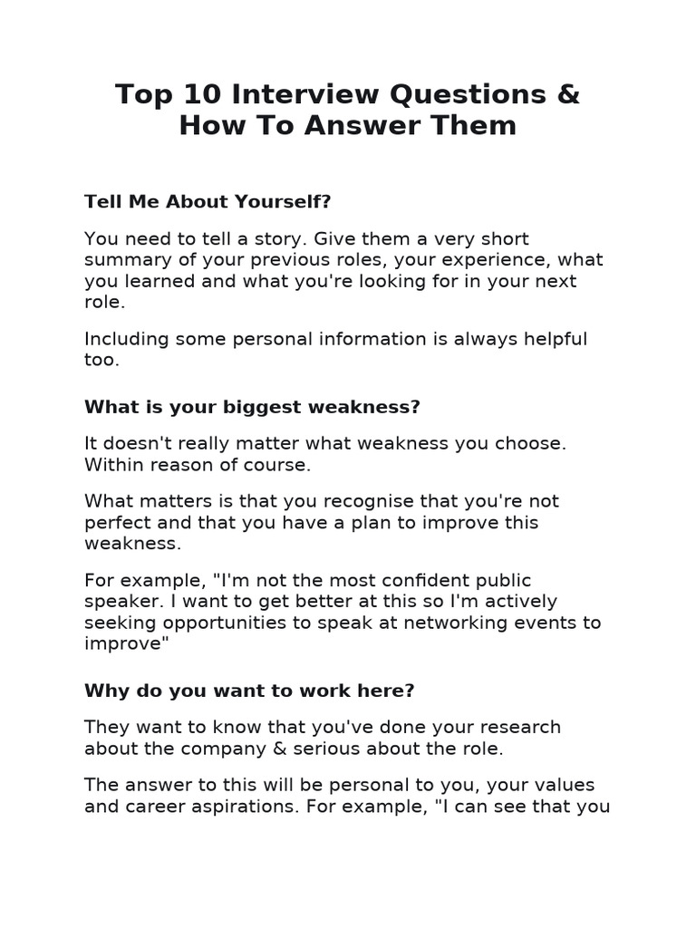 Top 10 Interview Questions & How To Answer Them | PDF | Social Psychology