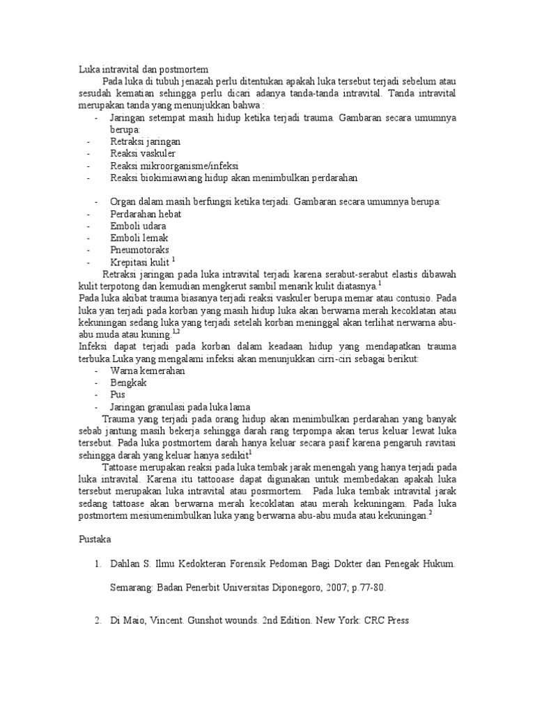 Luka Intravital Dan Postmoetem2 | PDF