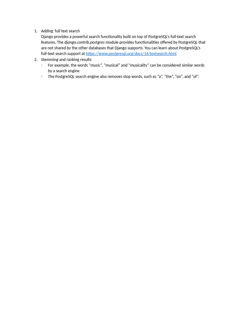 Django Full-Text Search with PostgreSQL | PDF