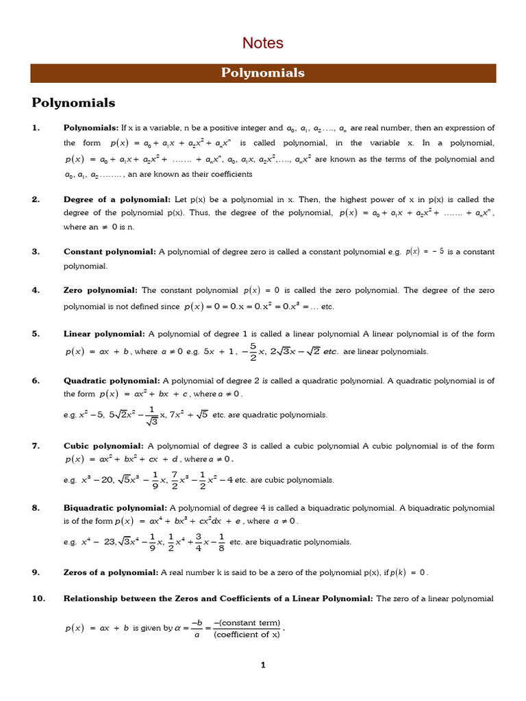 Poly 3 Notes | PDF | Polynomial | Zero Of A Function