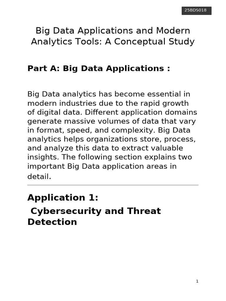 Big Data Applications and Modern Analytics Tools 25BDS018 | PDF | Analytics | Security