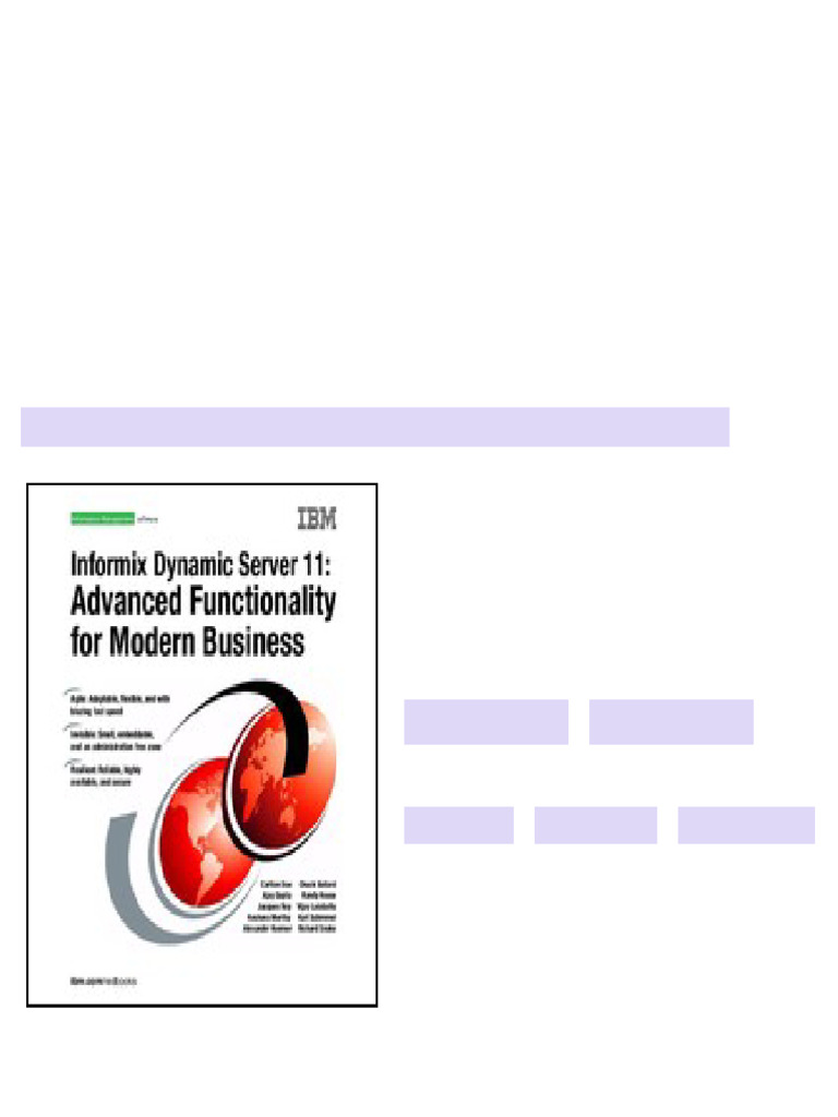 Informix Dynamic Server 11 Advanced Functionality For Modern Business ...