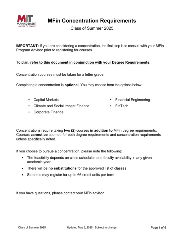 MFin Concentration Options for 2025 | PDF | Machine Learning | Option ...