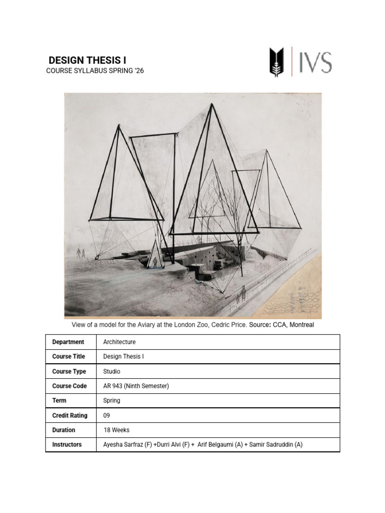 Design Thesis I Syllabus Spring '26 | PDF | Design | Thesis