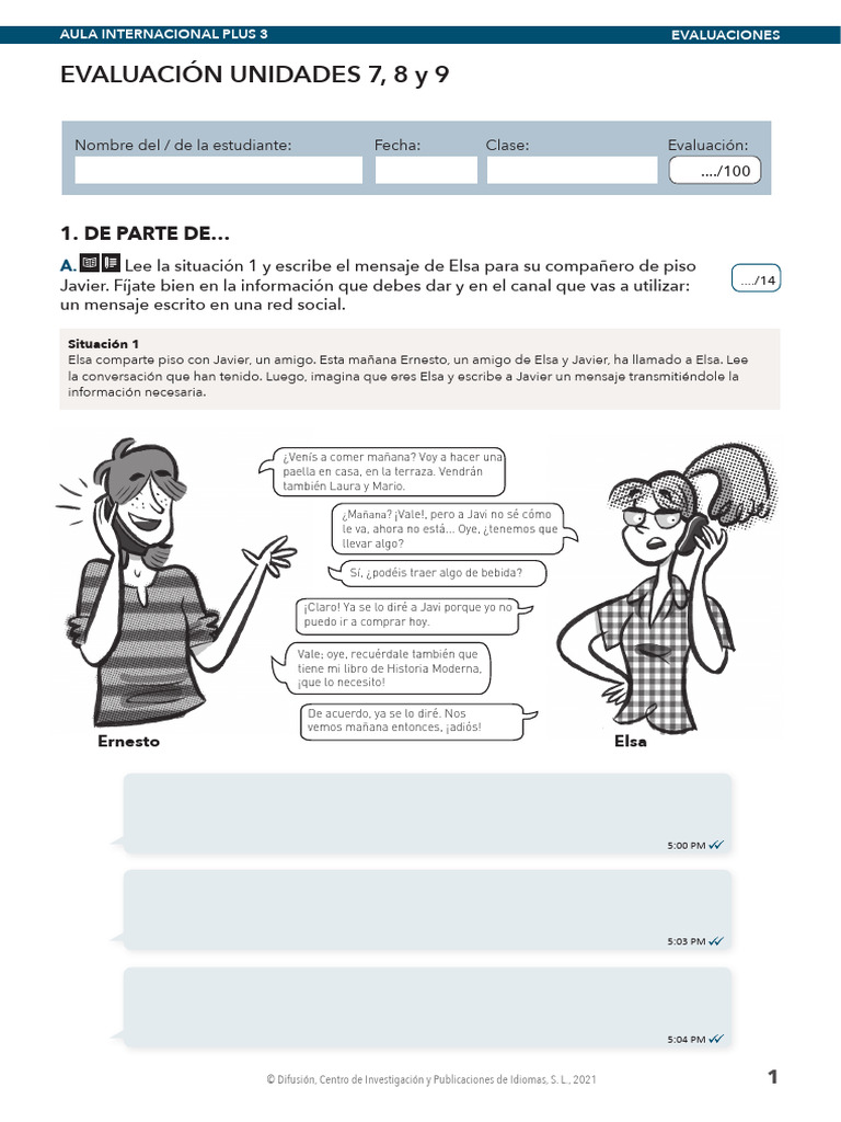 Auint Plus 3 Eva u7-9 | PDF | Verbo | Información