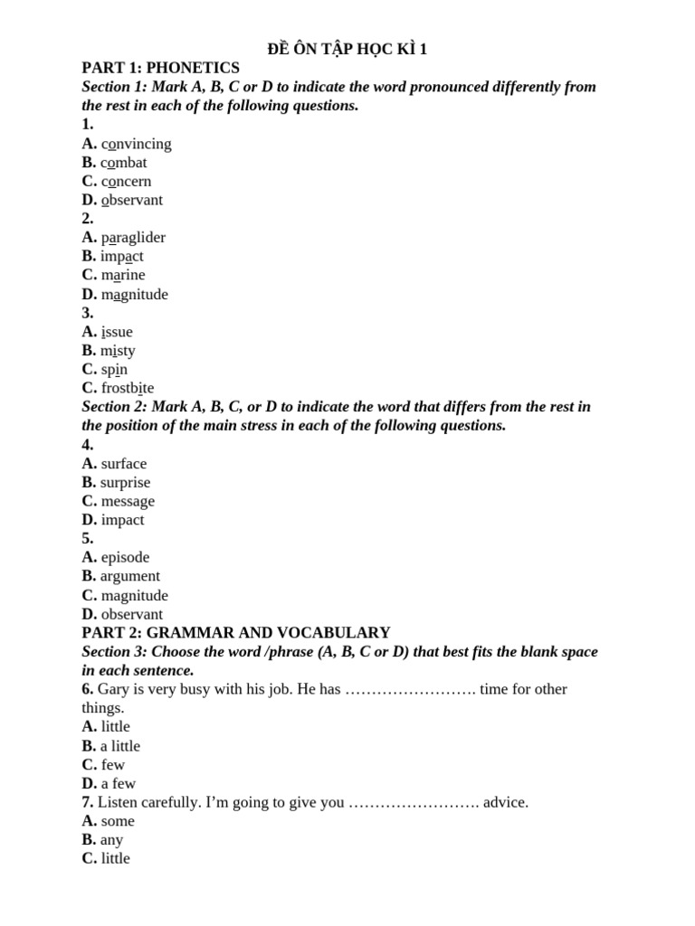 ANS- Đề ôn tập học kỳ 1 Friends Global 10 | PDF | Tropical Cyclones ...