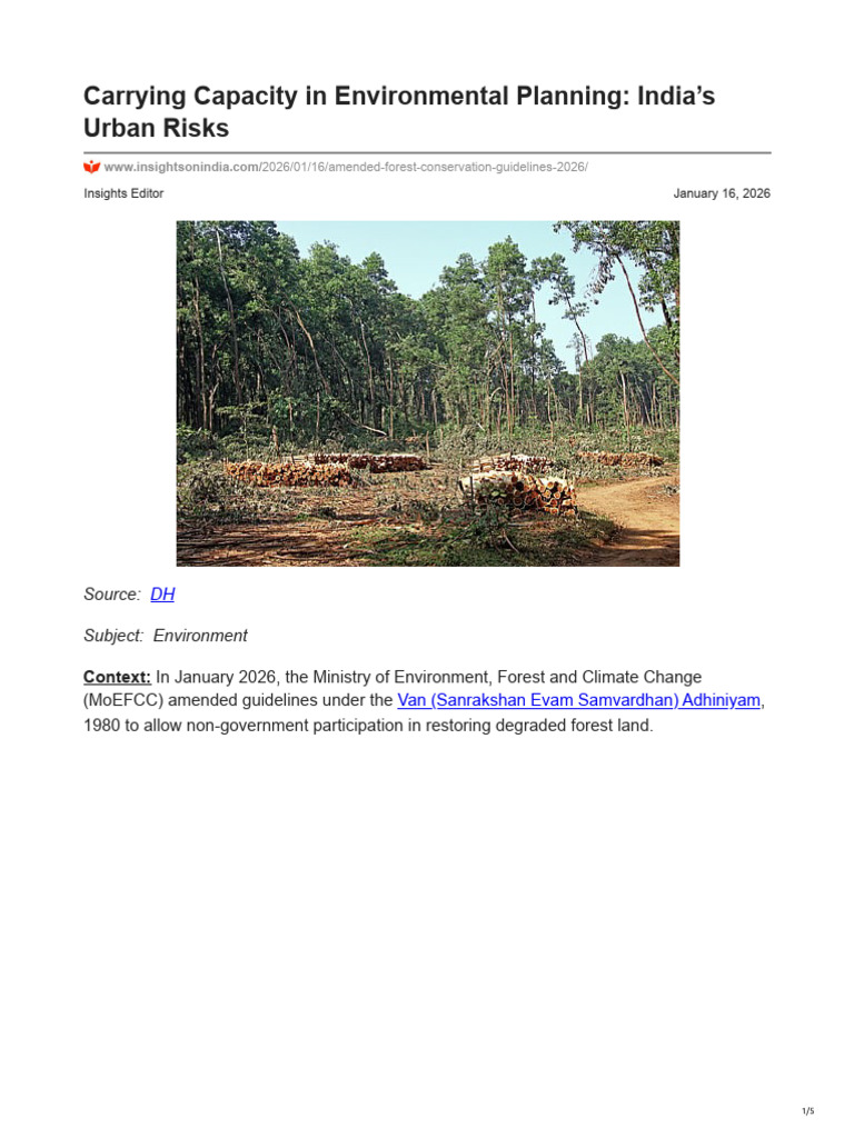Carrying Capacity in Environmental Planning - India's Urban Risks | PDF ...