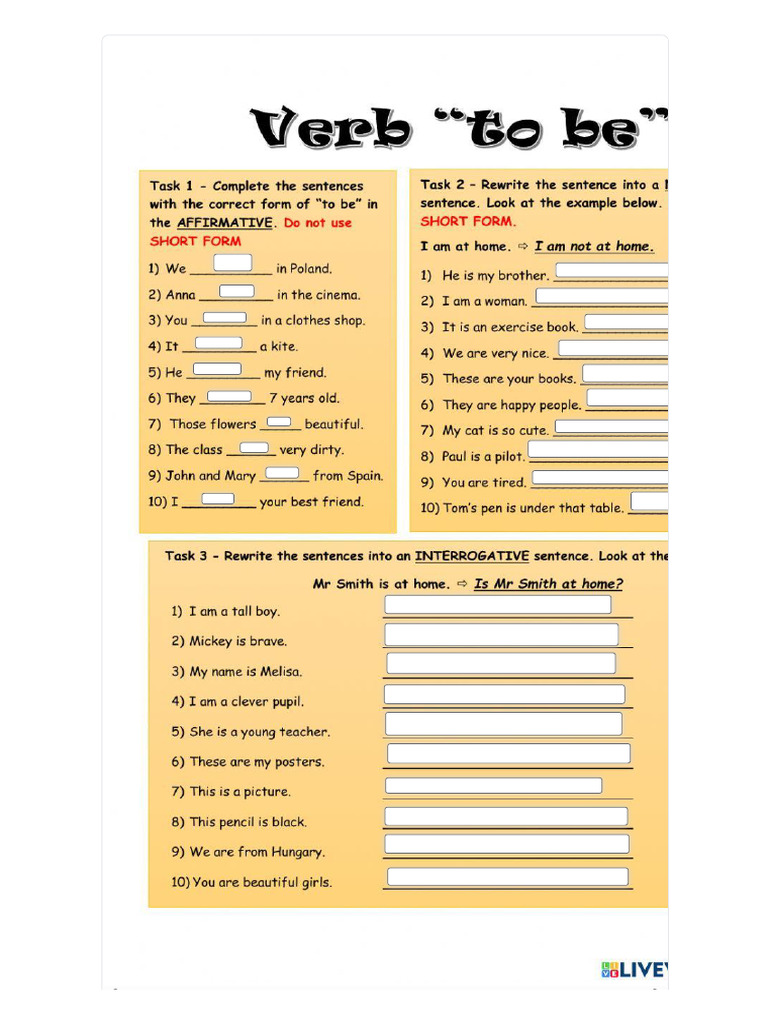 Verb -To Be- Affirmative Negative and Questions | PDF
