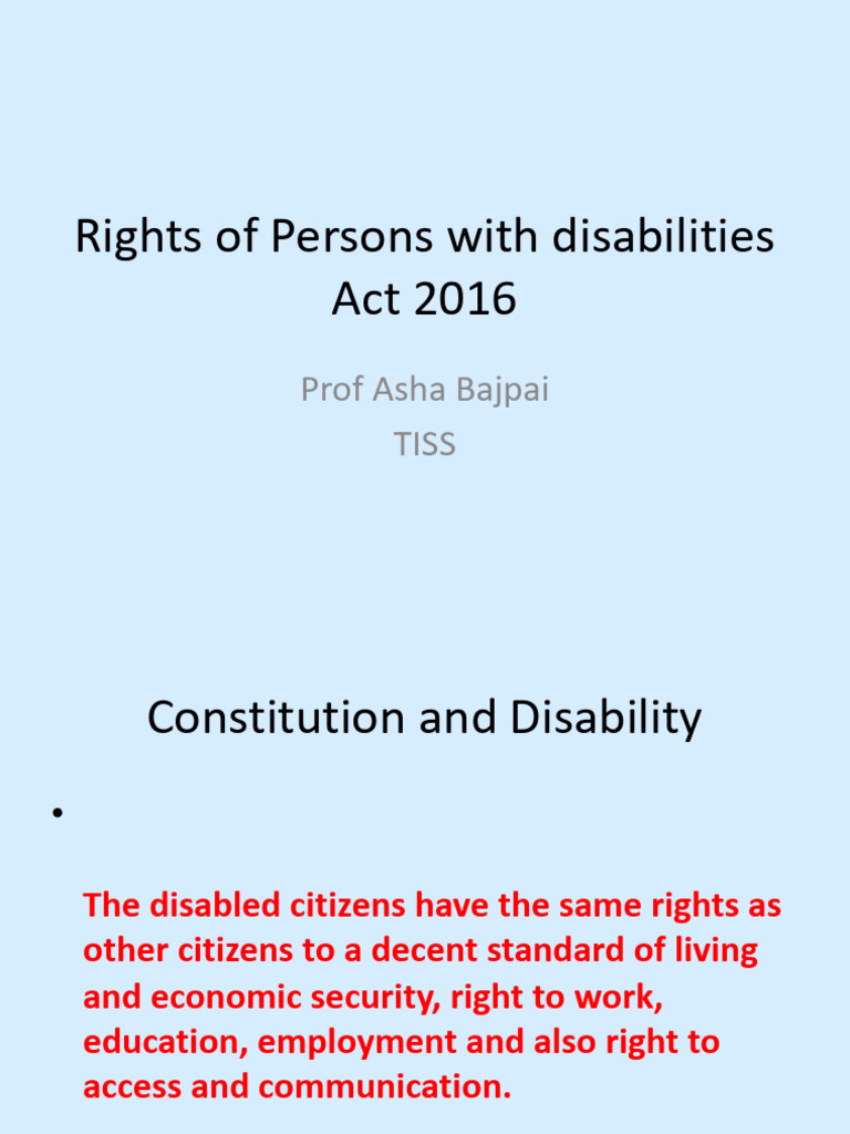 Rights of Persons with Disabilities Act 2016 | PDF | Disability ...
