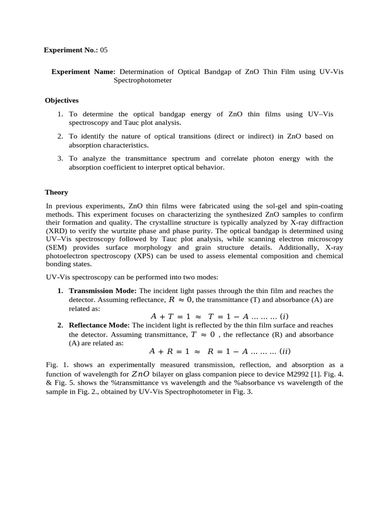 Lab 5 | PDF | Ultraviolet–Visible Spectroscopy | Absorption Spectroscopy