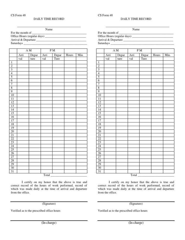 CS Form 48 (DTR) | PDF