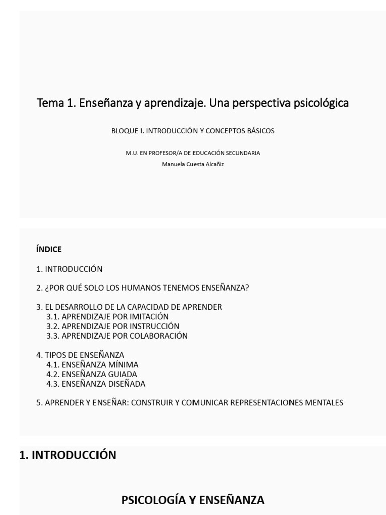 TEMA 1 | PDF | Aprendizaje | Enseñando