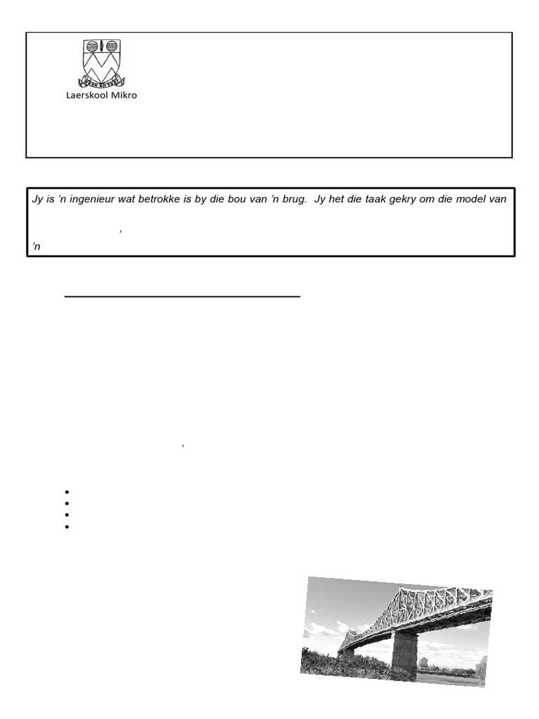 Graad 7 Tegnologie Brug-Opdrag | PDF