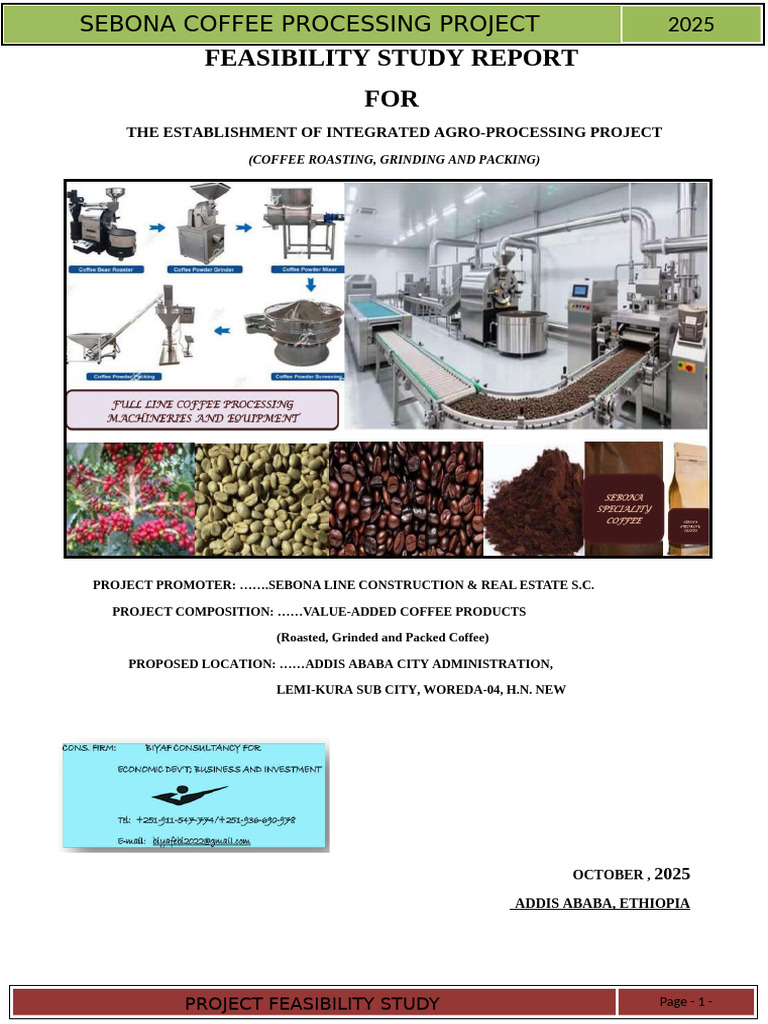 Sebona Coffee Processing Feasibility Study | PDF | Coffee | Economies