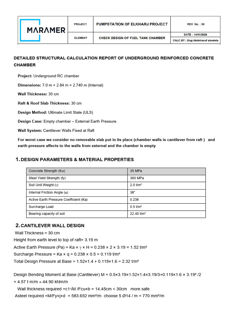 Check Design of Fuel Tank Chamber | PDF | Strength Of Materials | Concrete