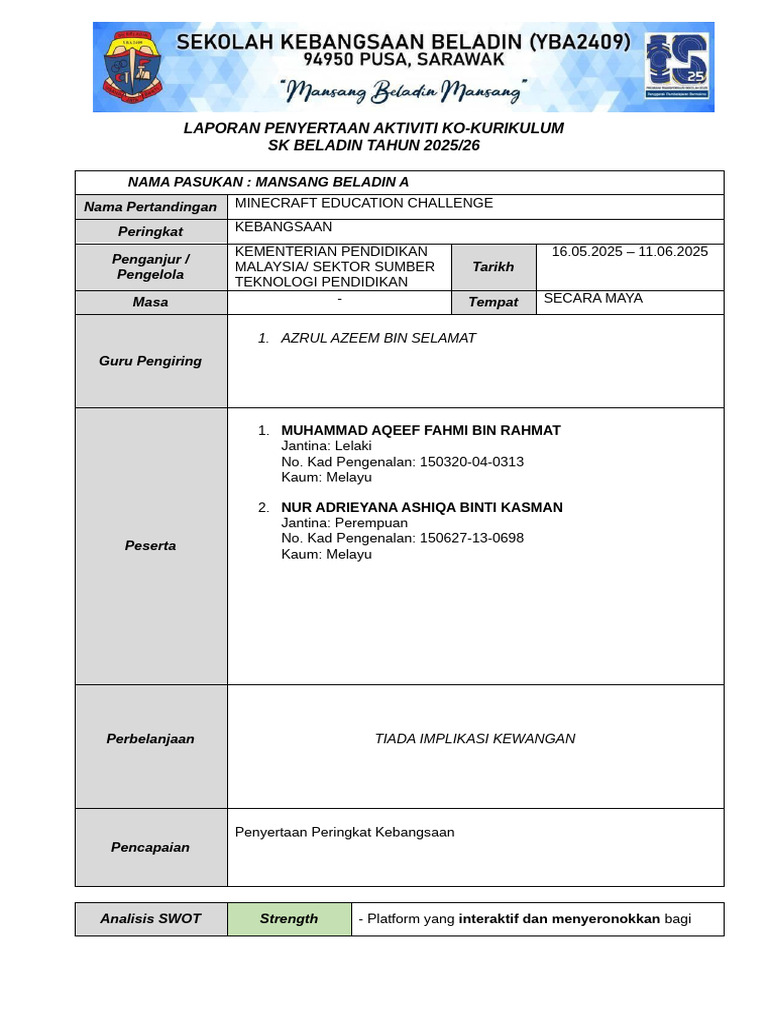 MINECRAFT EDUCATION CHALLENGE | PDF