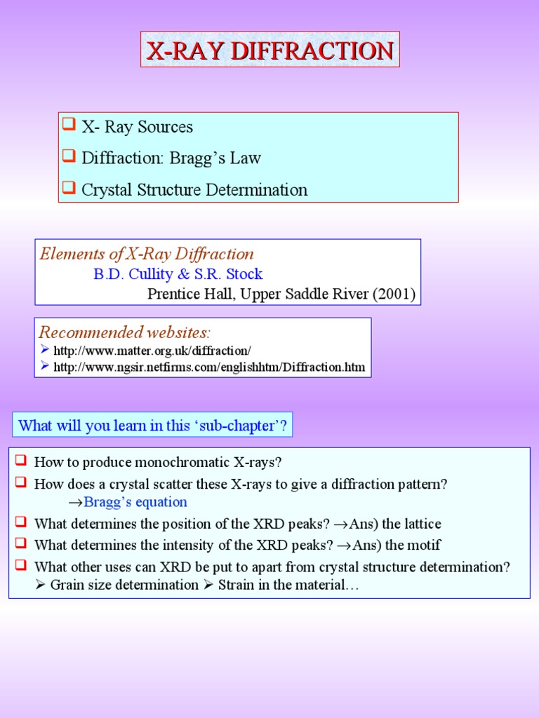 Chapter 3c X Ray Diffraction | PDF | X Ray Crystallography | Crystal Structure