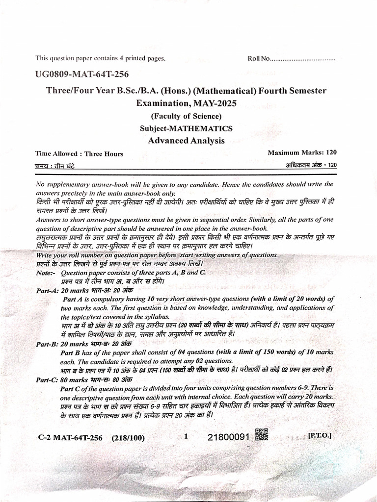 B.sc Semester-4 Mathematics | PDF