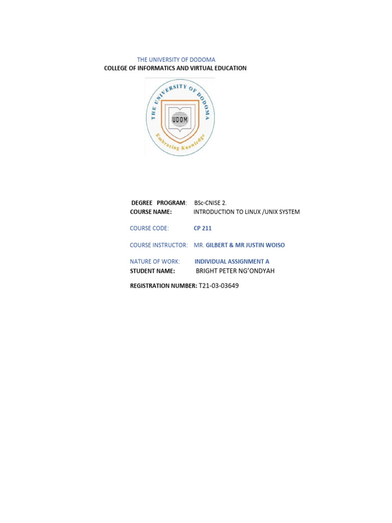 OPERATING SYSTEM CASE STUDY LINUX Assignment 1 | PDF | Linux | Operating System