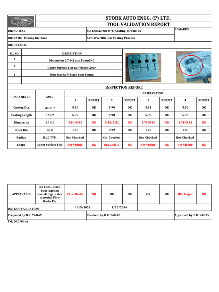 Tool Validation Report-6X6 15-01-2026 | PDF | Applied And ...