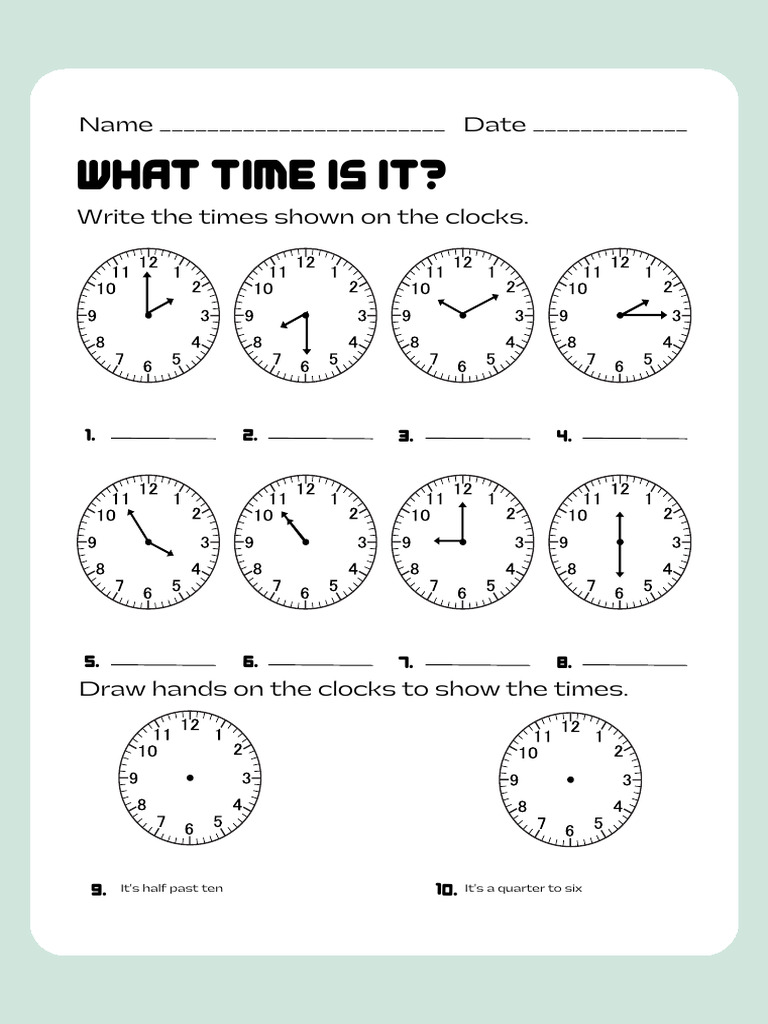 Clock Reading Practice Worksheet | PDF