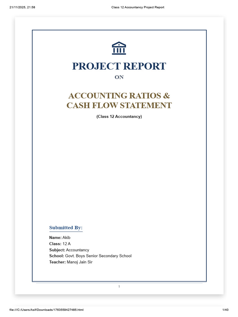 Class 12 Accountancy Project Report | PDF | Equity (Finance) | Money