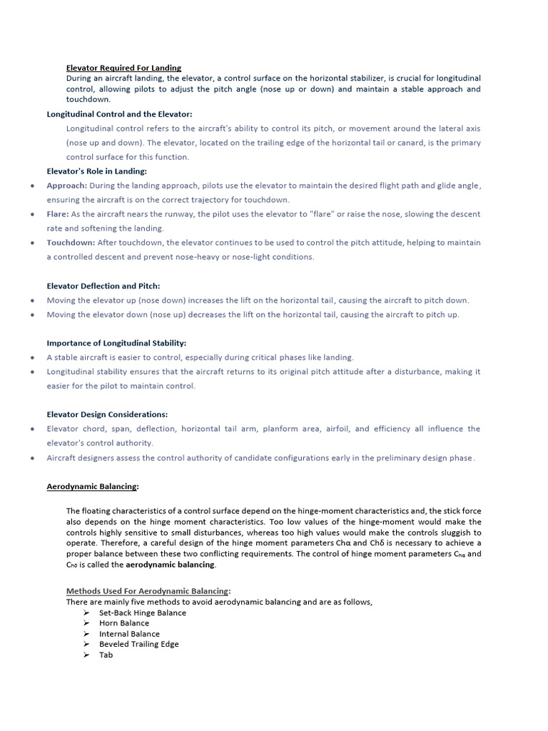 Elevator Control in Aircraft Landing | PDF | Flight Control Surfaces ...
