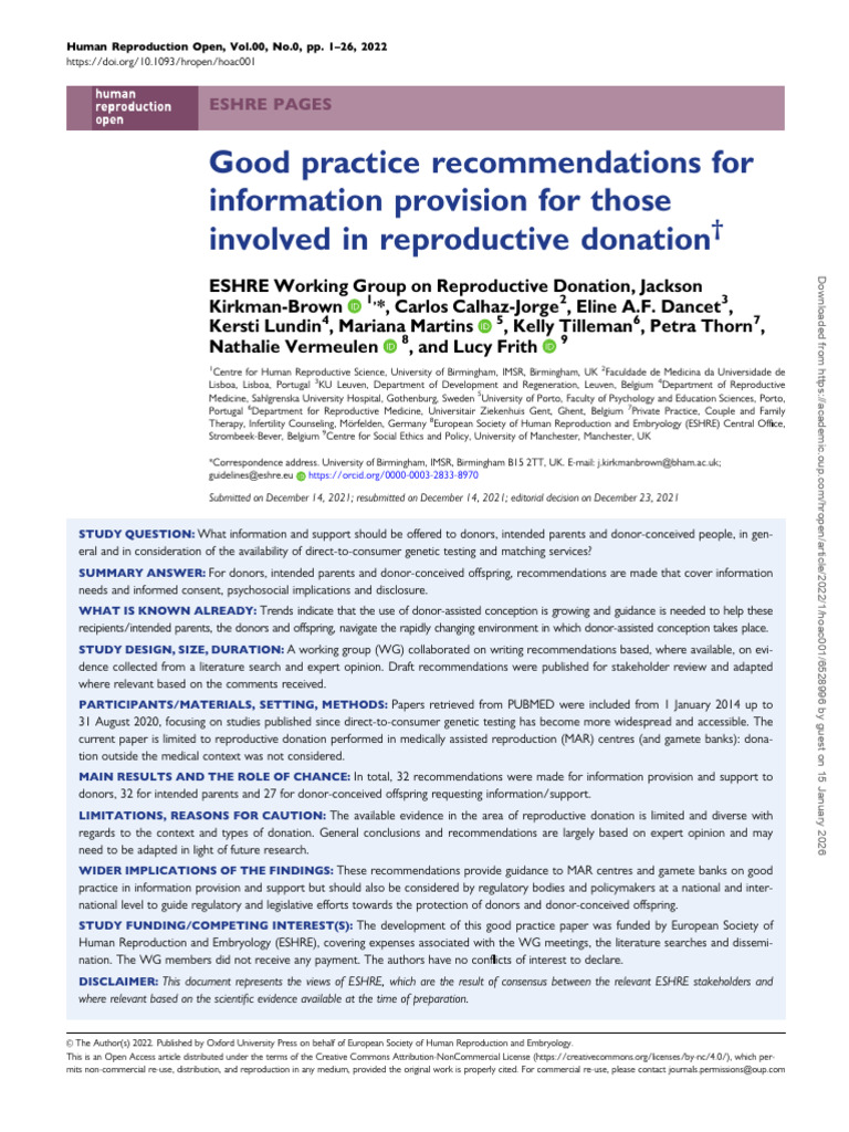 Good Practice Recommendations for Information Provision for Those ...