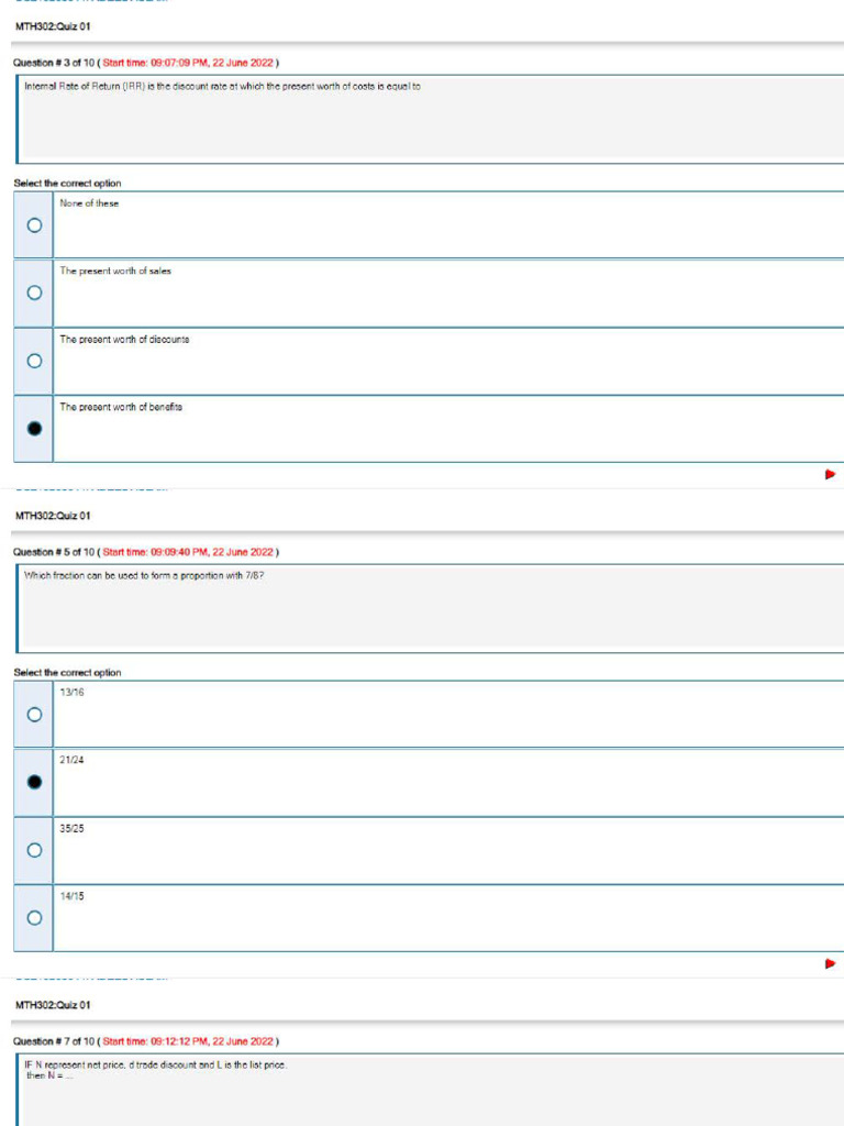 Mth302 Quiz I Solved by VU KMS | PDF