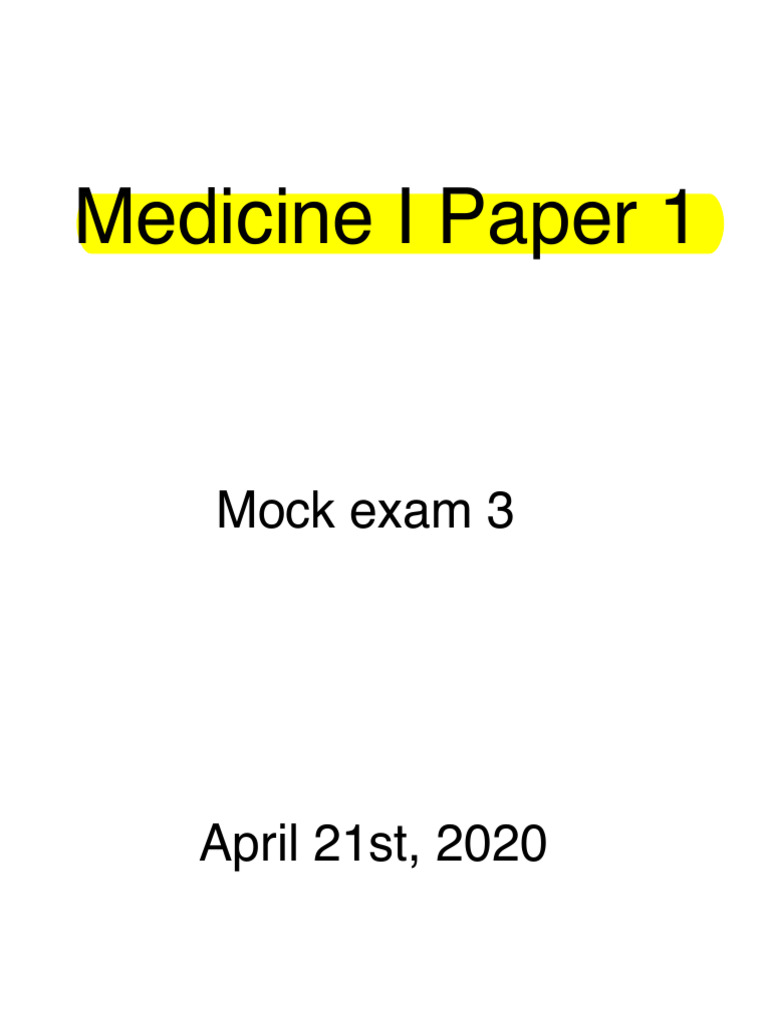 Mock Exam 3 (Year 4 Topics) | PDF | Pneumonia | Diseases And Disorders