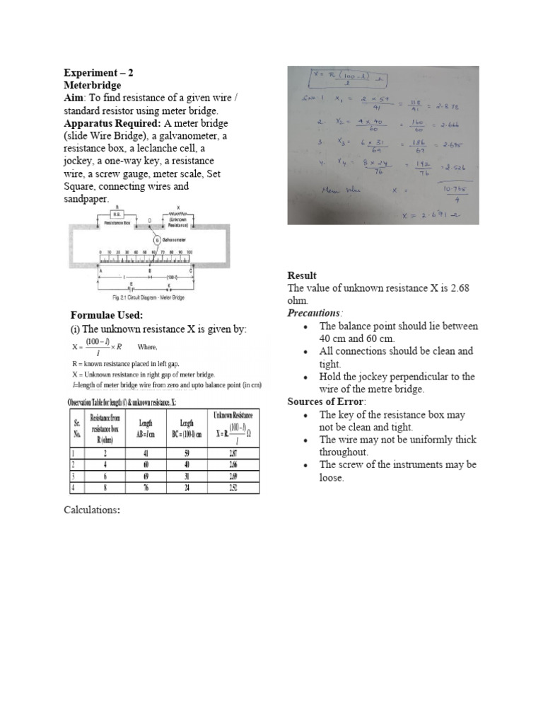 Measuring Resistance with Meter Bridge | PDF