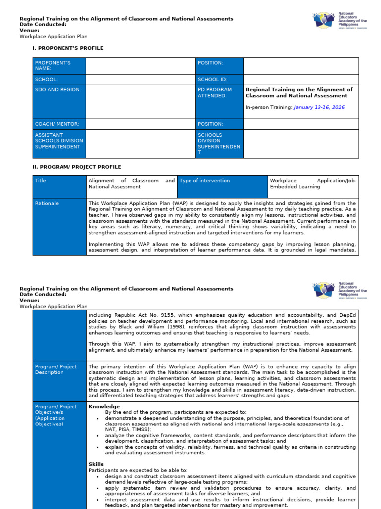 Classroom and National Assessment Alignment | PDF | Educational ...
