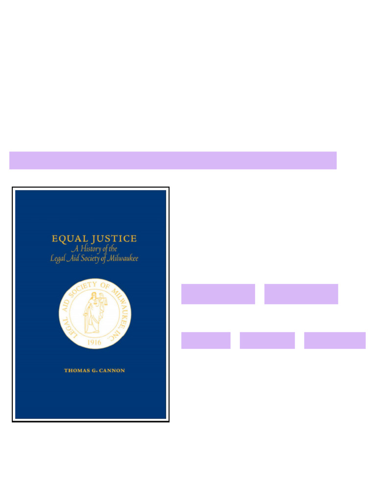 (Ebook) Equal Justice: A History of the Legal Aid Society of Milwaukee ...