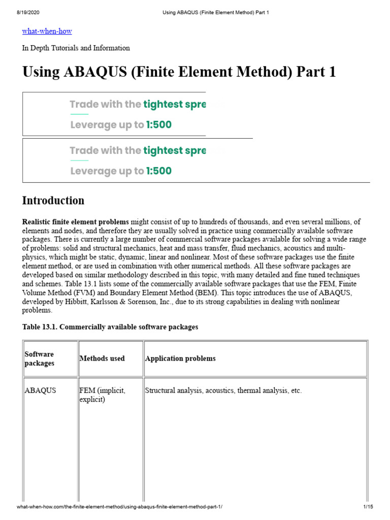 Introduction to ABAQUS FEM Techniques | PDF | Finite Element Method ...