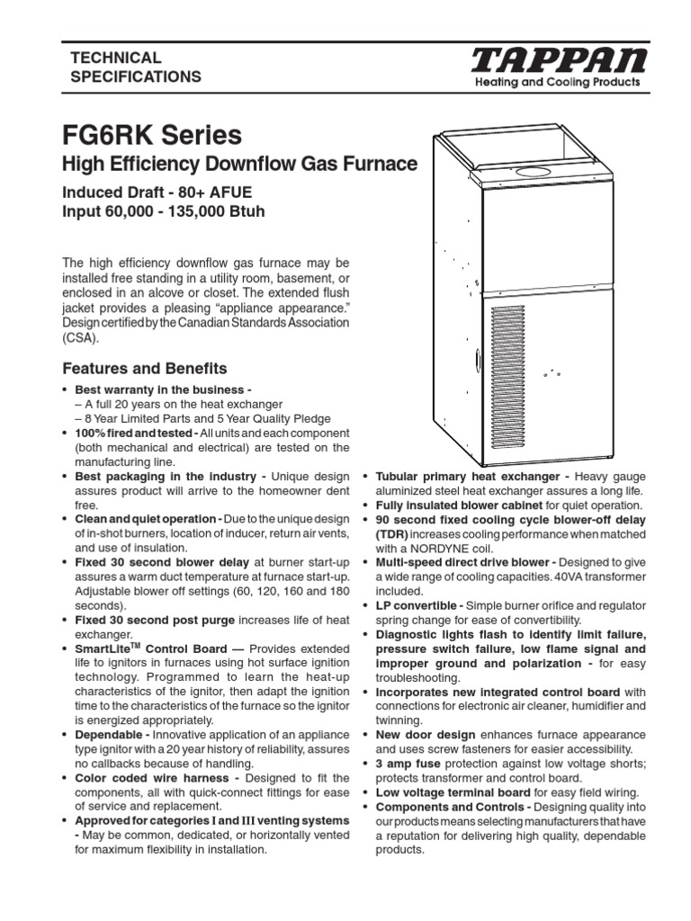 Tappan Furnace FG6RK 096N 16B | PDF | Furnace | Transformer