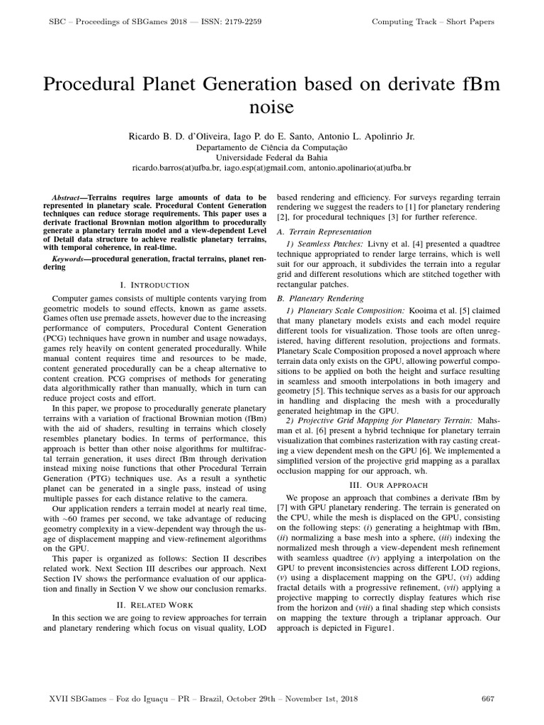 Procedural Planet Generation based on derivate fBm__noise | PDF ...