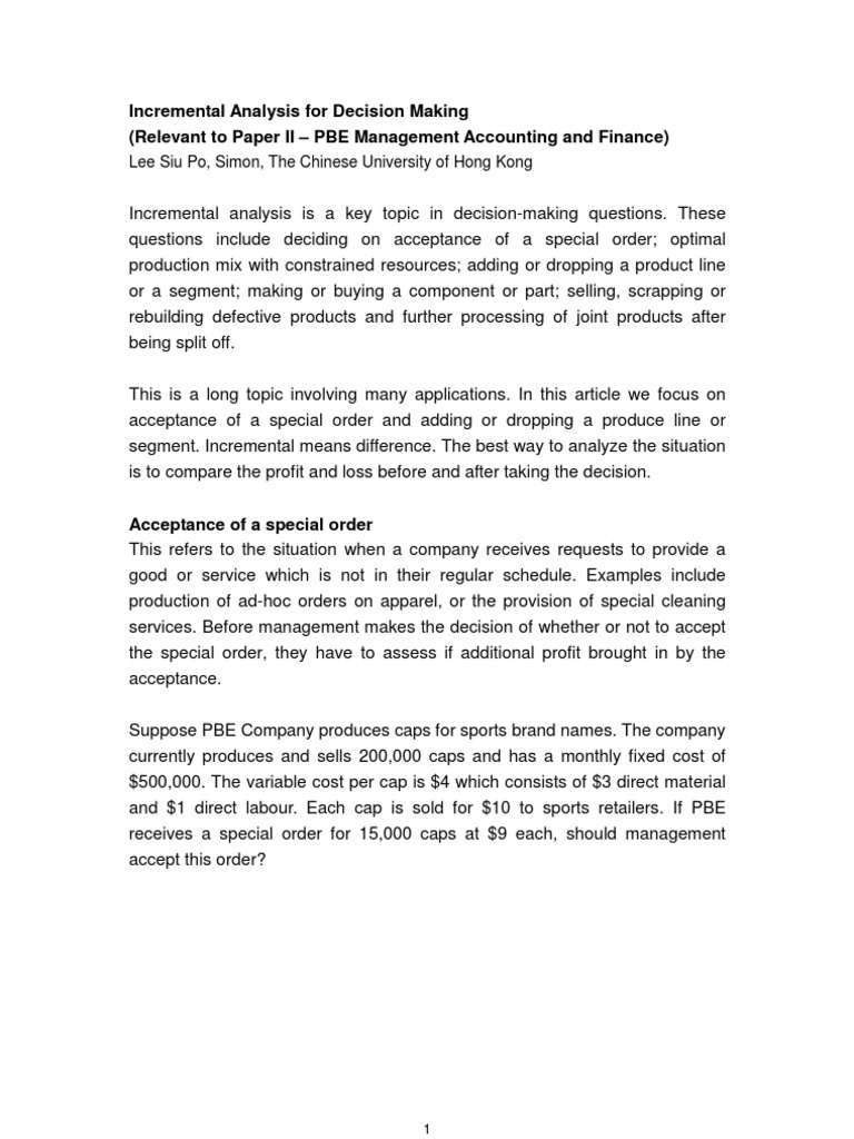 Add or Drop Product Decisions | PDF | Labour Economics | Profit ...