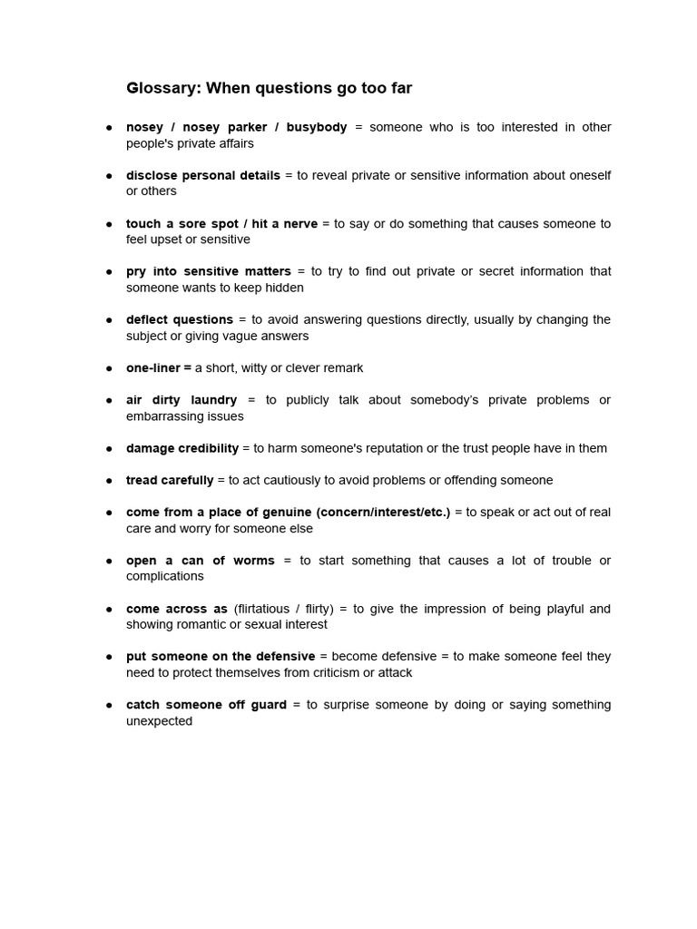 When Questions Go Too Far.glossary (1) | PDF
