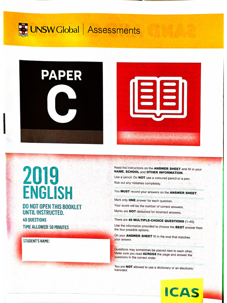 Icas English Paper C 2019 | PDF