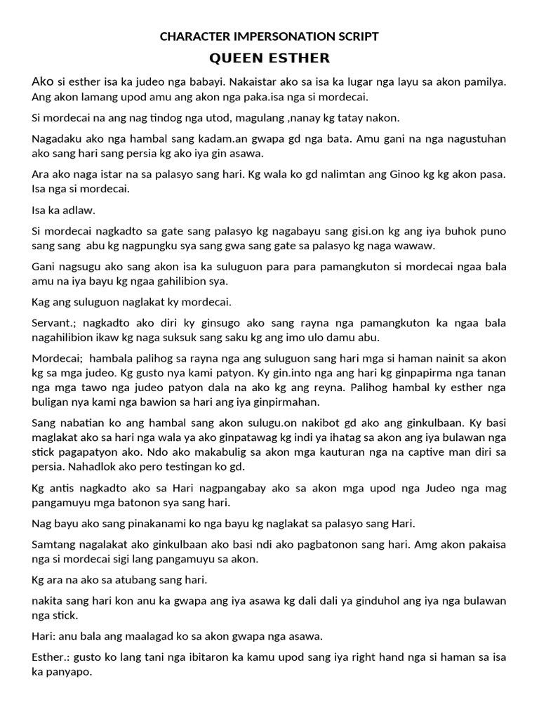 Character Impersonation Script | PDF