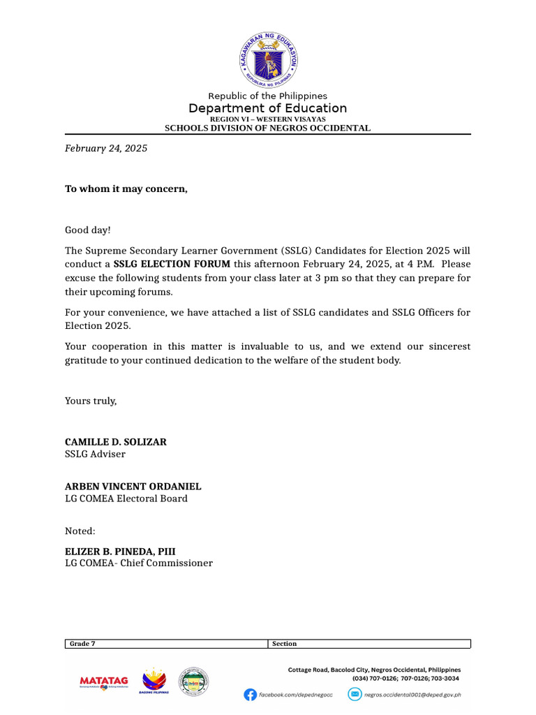SSLG LETTER | PDF