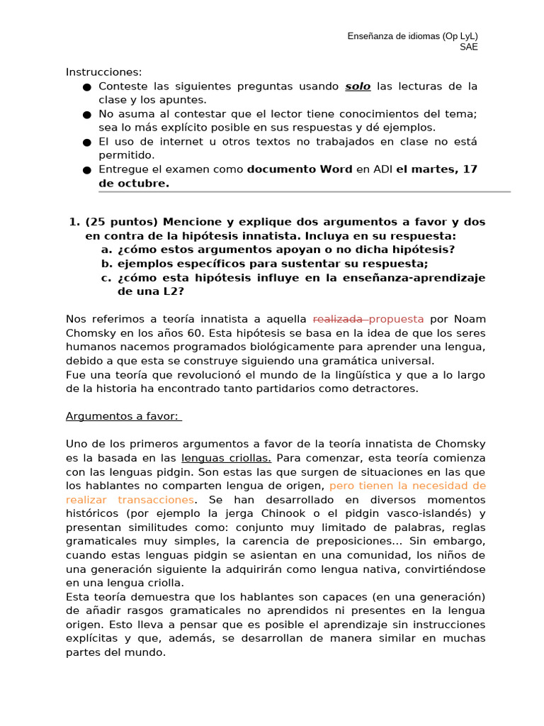 Examen Parcial. Miriam Goñi Ramos. | PDF | Enseñando | Aprendizaje