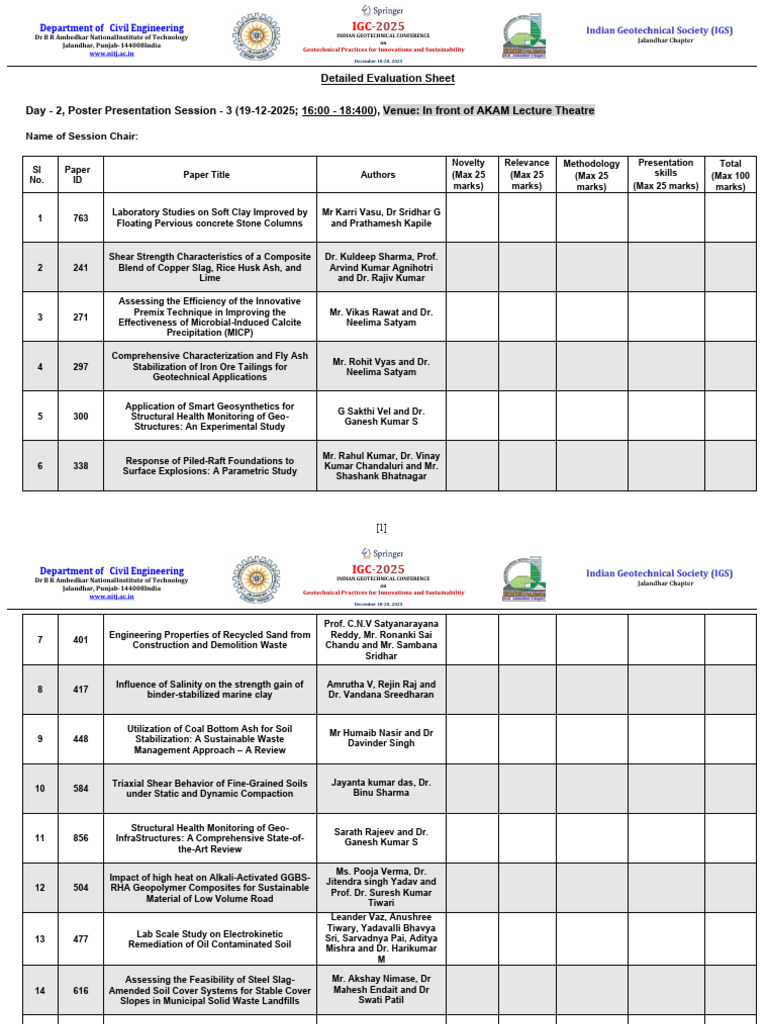 Evaluation Sheet_day 2 Poster 3 | PDF | Geotechnical Engineering ...