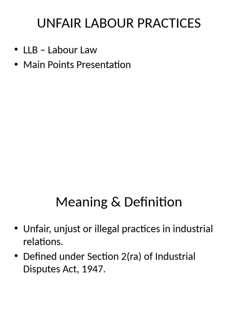 Understanding Unfair Labour Practices | PDF
