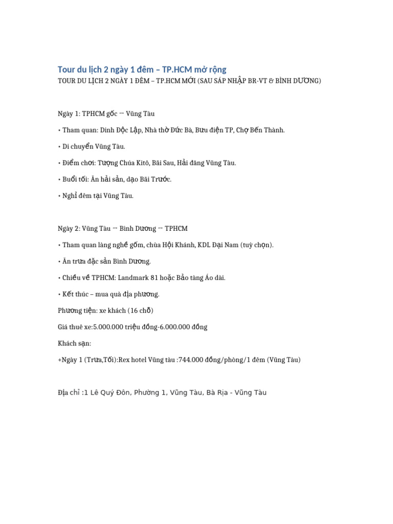 Tour TPHCM Mo Rong | PDF