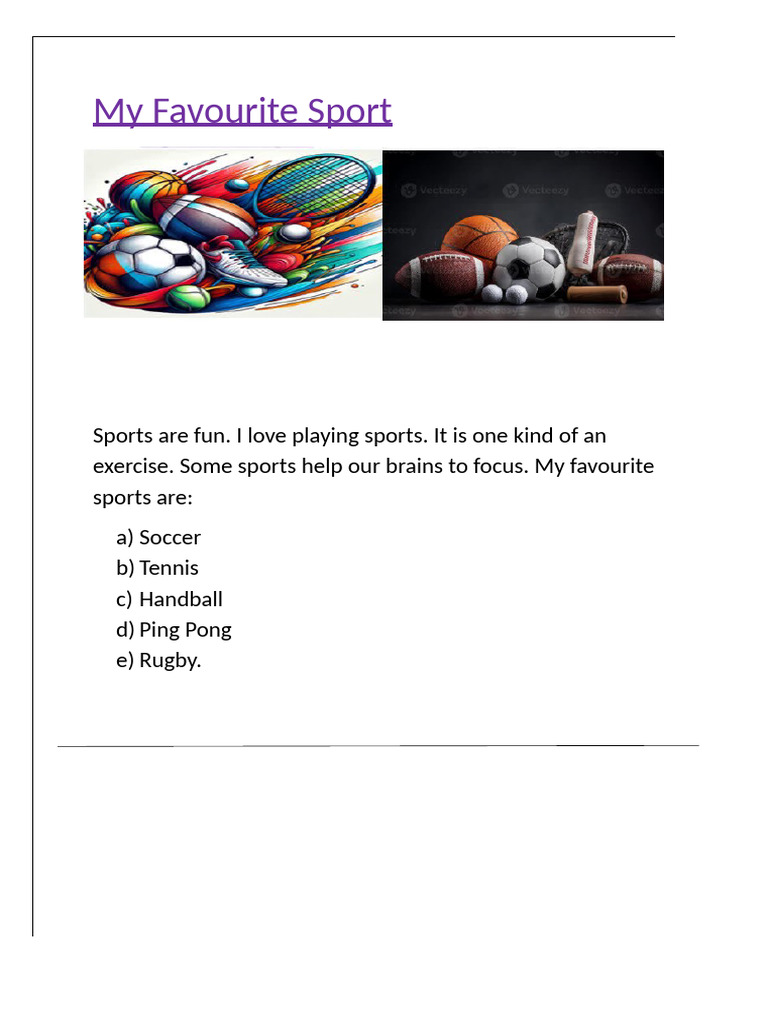 My Favorite Sports: Soccer to Rugby | PDF