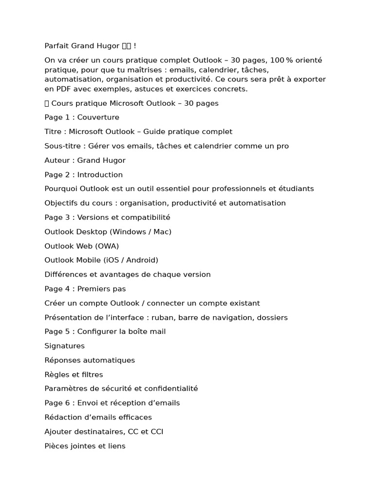 Cours Pratique Microsoft Outlook 30 pages | PDF | Workflow | Microsoft