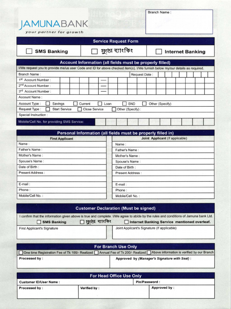 i Banking Subscription Form | PDF